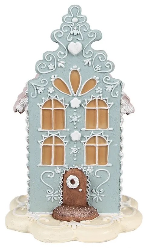 Modrá vánoční perníková chaloupka Gingerbread House - 13*13*20 cm