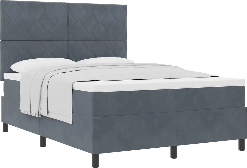 Postel s boxspringem s čelo Tmavě šedá 160 x 200 cm samet 3339909