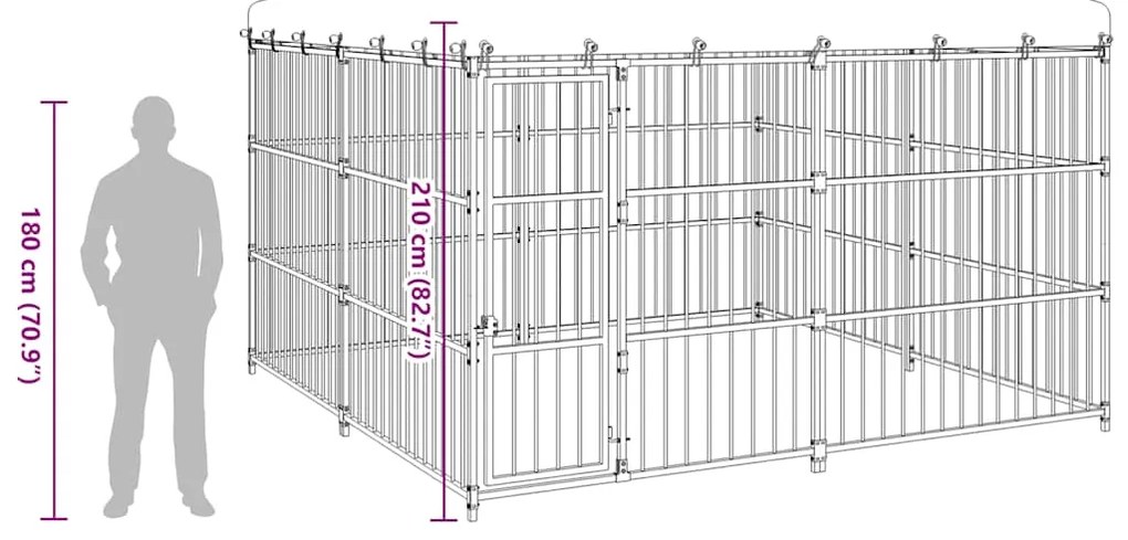 vidaXL Marketos Venkovní psí kotec se střechou 300 x 300 x 210 cm