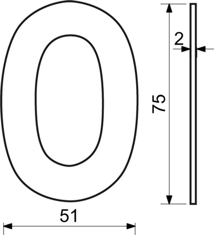 Domovní číslo "0", RN.75L, černá