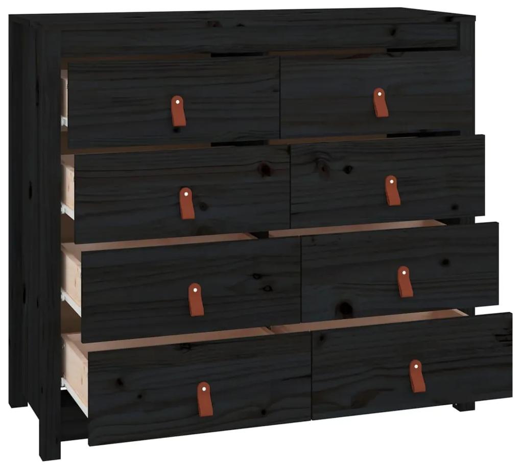 Odkládací skříňka černá 100x40x90 cm masivní borové dřevo,  821773