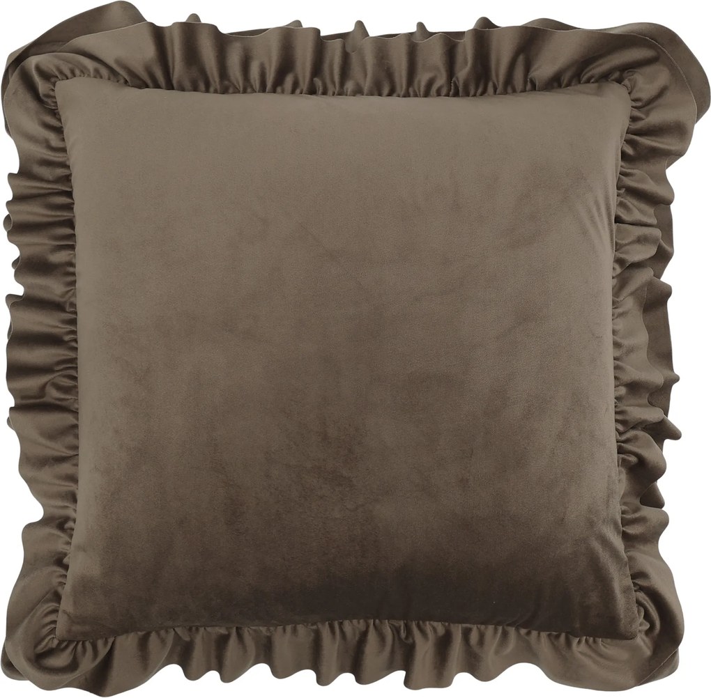 Sametový povlak na polštář Mocca s volánky – 45*45 cm