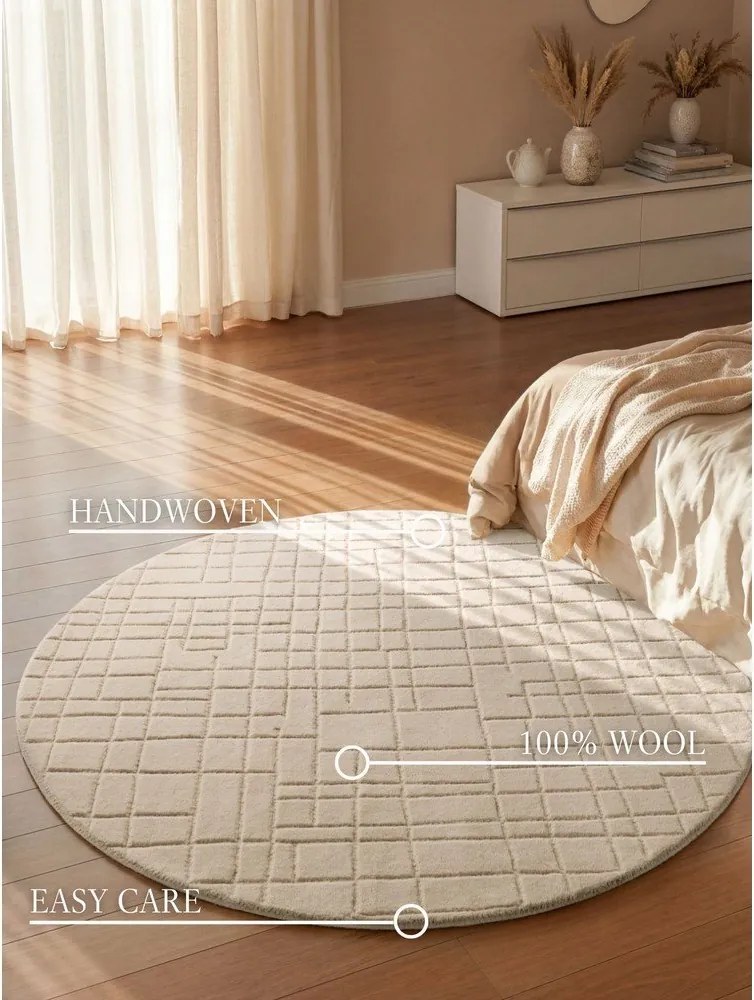 Béžový vlněný kulatý koberec ø 200 cm Kenso – Villeroy&Boch