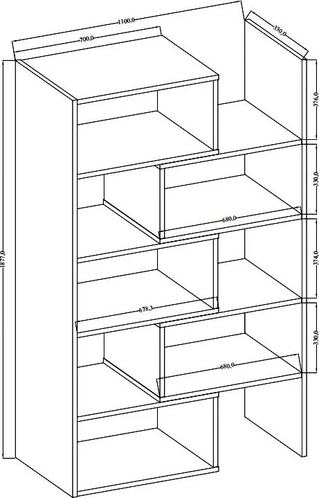 Casarredo - Komfort nábytek Multifunkční rozkládací regál MOVE II artisan