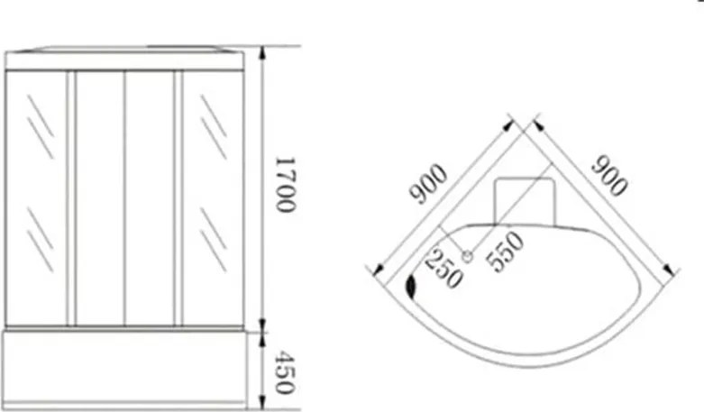 BPS-koupelny Hydromasážní box HYD-Nuoto 90 SA, 90x90 se saunou