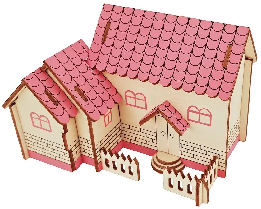 Woodcraft construction kit Woodcraft Dřevěné 3D puzzle Fialový dům