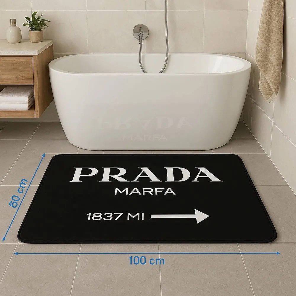 Černé sametové koupelnové předložky v sadě 2 ks 60x100 cm Prada – Mila Home