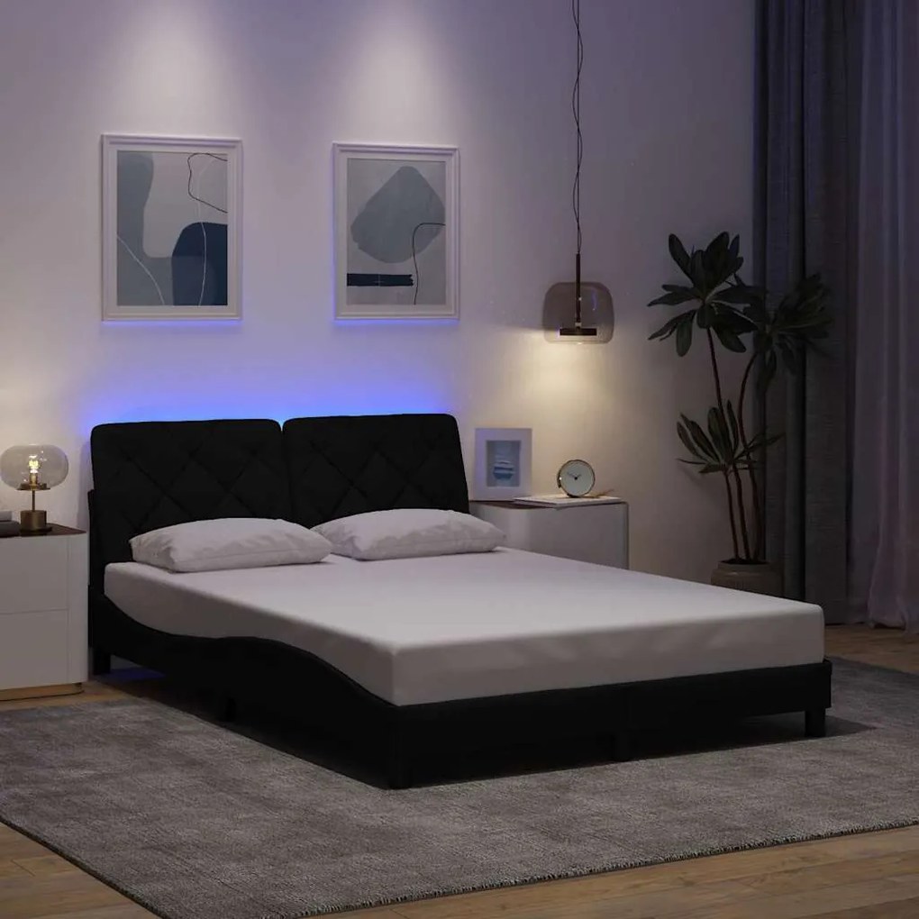 Rám postele s LED bez matrace černý 120x200 cm Látka 3310659
