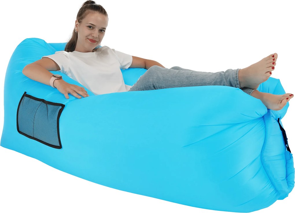 Nafukovací sedací vak/lazy bag, modrá, LEBAG
