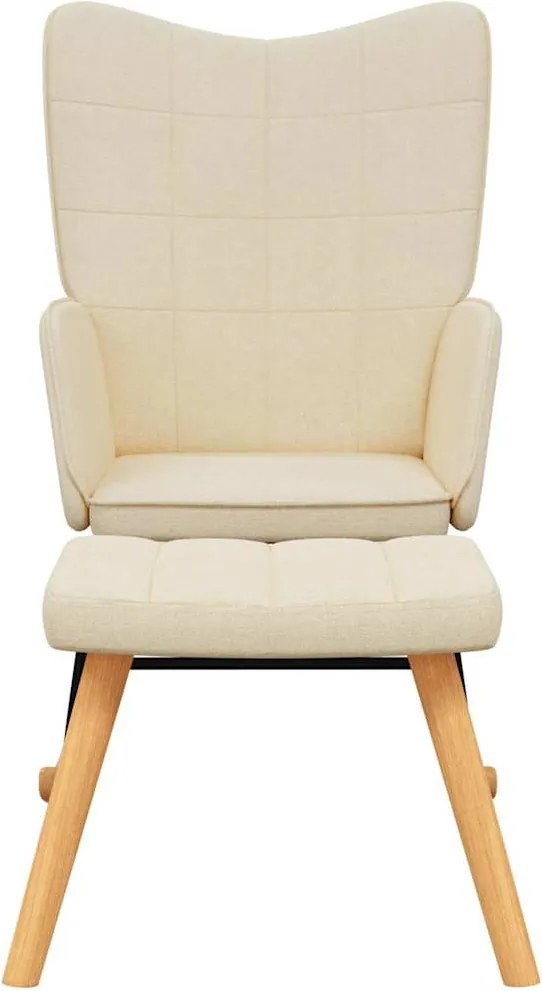 Houpací křeslo se stoličkou krémově textil 328020