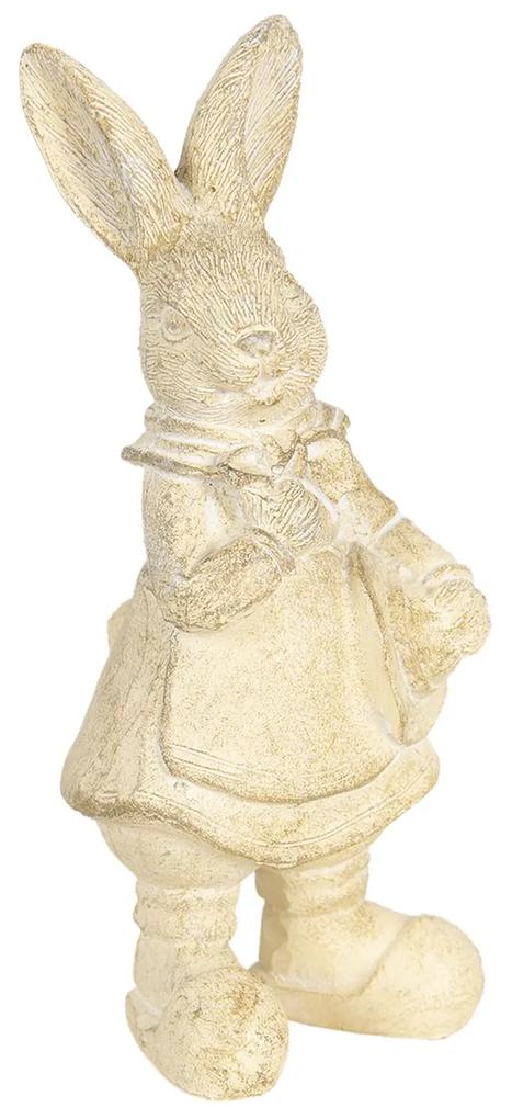 Krémová velikonoční dekorace králíka Métallique - 6*6*13 cm