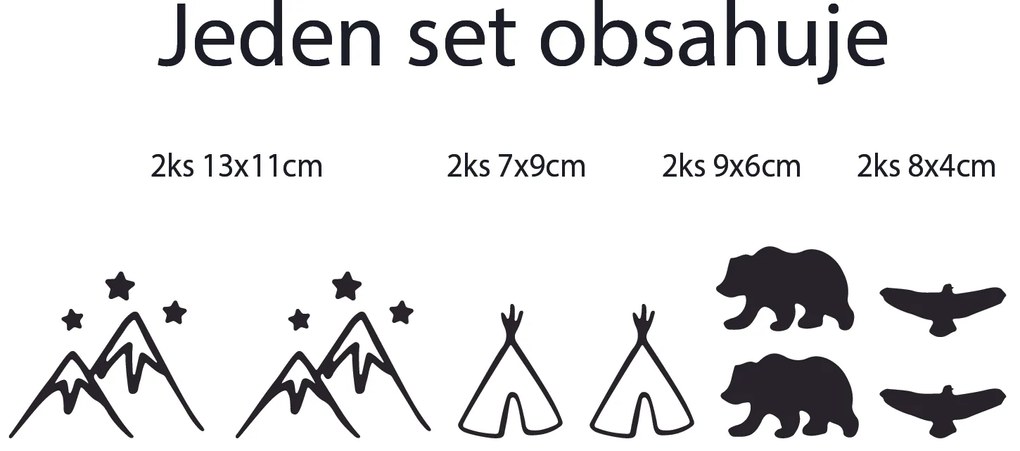 Lepy.cz Samolepka na zeď Hory a teepee - set Barevná varianta: Světle červená