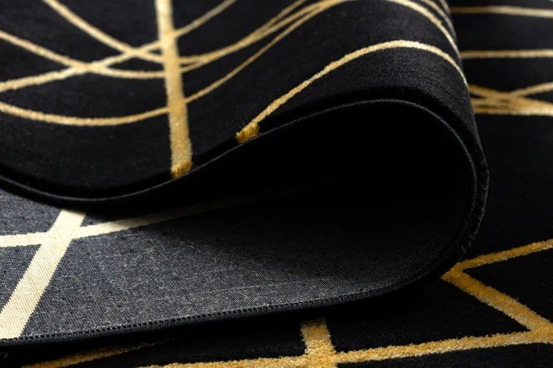 Dywany Łuszczów, Kusový koberec Gloss 406C 86 geometric black/gold, 80x150, černá, chodba / předsíň