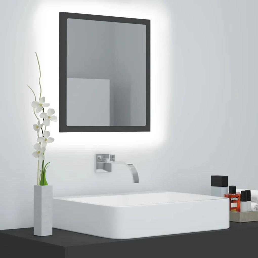LED koupelnové zrcadlo šedé 40 x 8,5 x 37 cm akrylové - Default Title