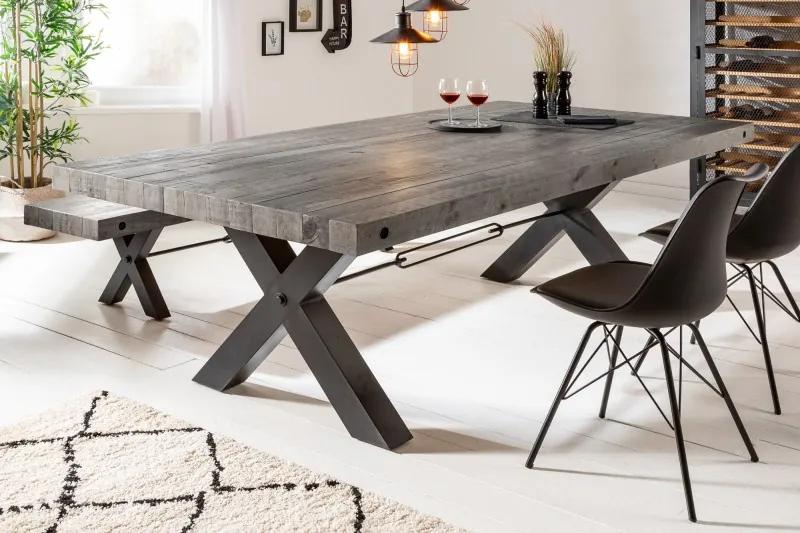 Jídelní stůl Thor 200cm borovicové dřevo šedá 80mm
