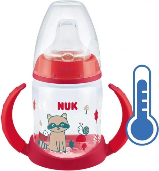 Kojenecká láhev na učení NUK s kontrolou teploty 150 ml červená