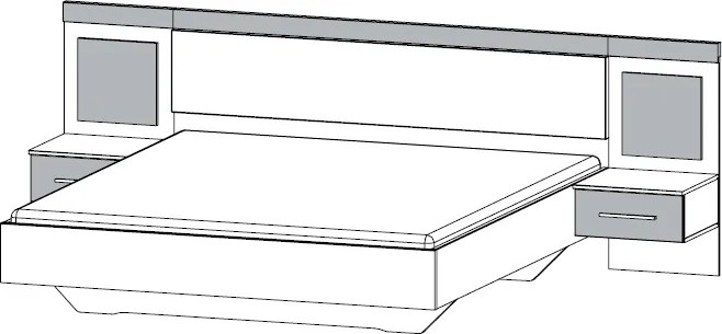 Postel s nočními stolky Kirchberg 180x200 cm, šedá/dub