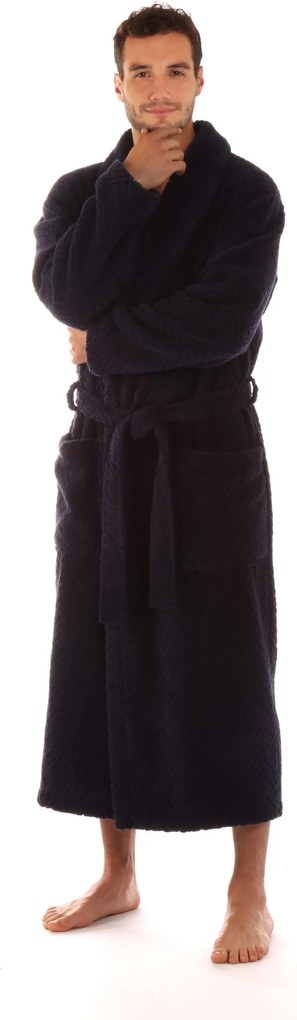 Bavlněný župan s límcem Athena tmavě modrý 21 16 5952 - tm. modrá - XXL