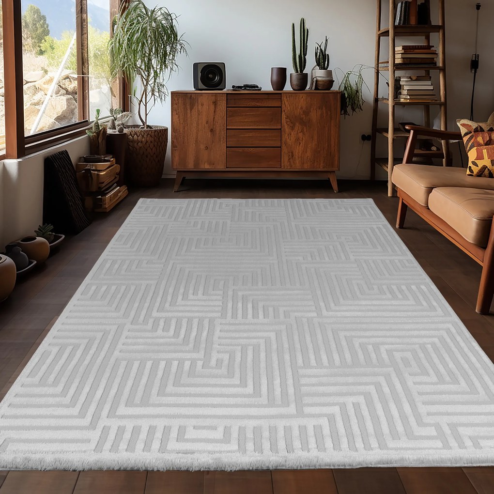 Ayyildiz, Kusový koberec Sahara 1114 Silver, 280x370, šedá, obývací pokoj