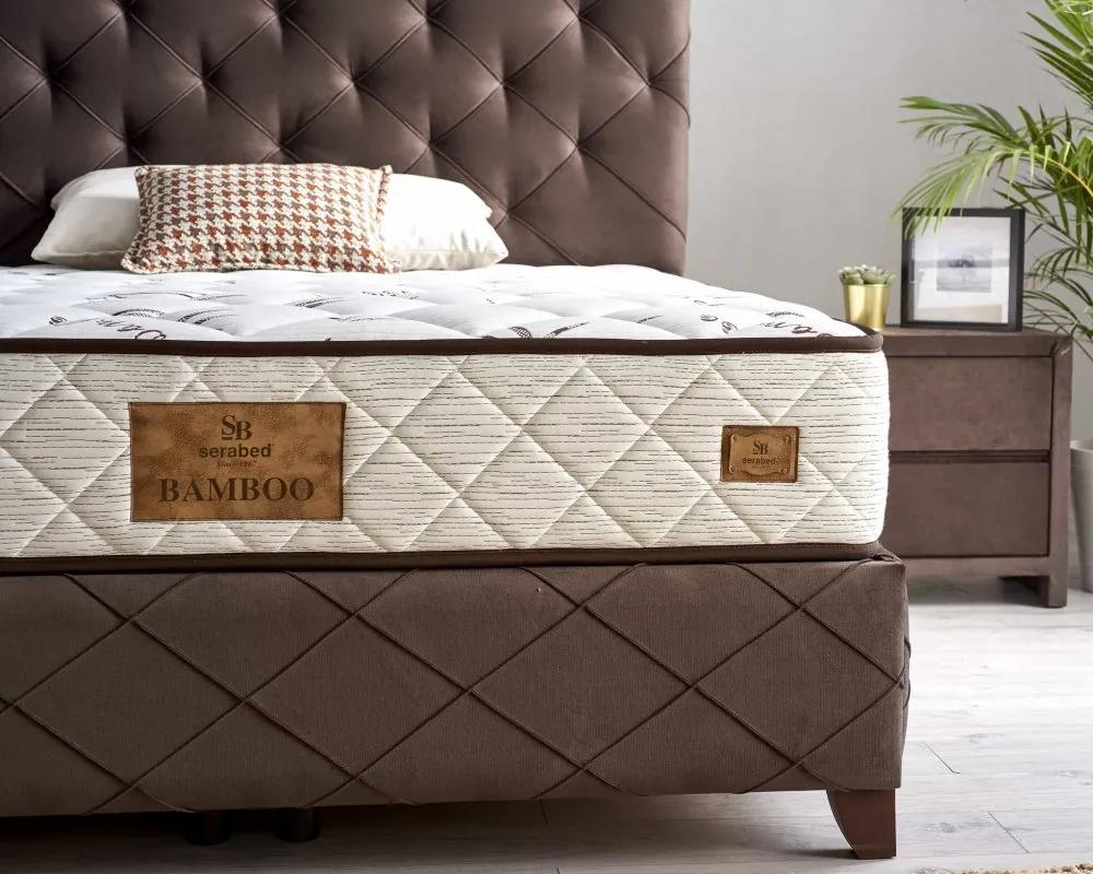 Čalouněná postel BAMBOO - hnědá 90 × 200 cm