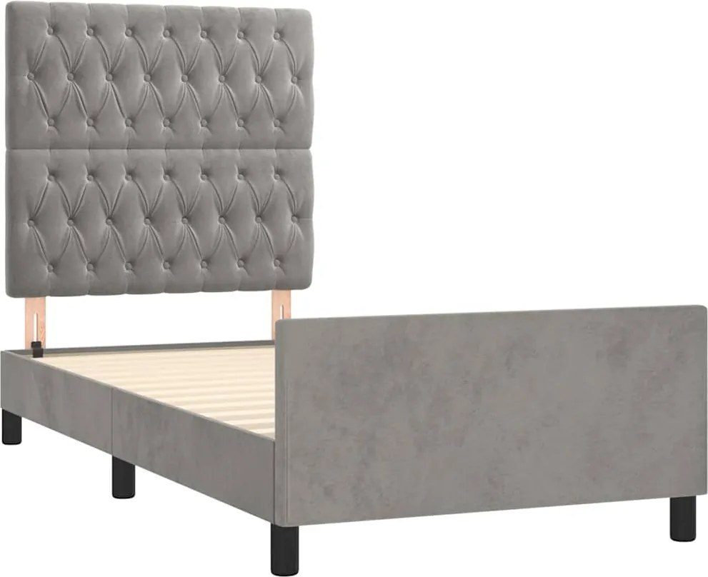 Rám postele bez matrace světle šedá 90 x 190 cm samet 3125910