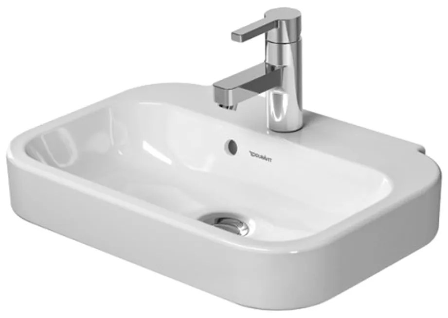 Duravit Happy D.2 - Umývátko, 1 otvor pro armaturu propíchnutý, 50 x 36 cm, bílé 0709500000