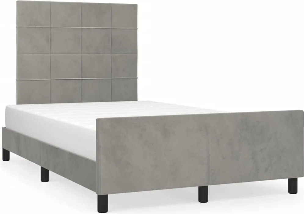 Rám postele bez matrací světle šedá 120x190 cm samet 3270578