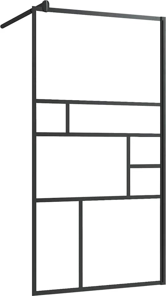 Zástěna do průchozí sprchy s policí černá 90x195 cm ESG/hliník 3185461