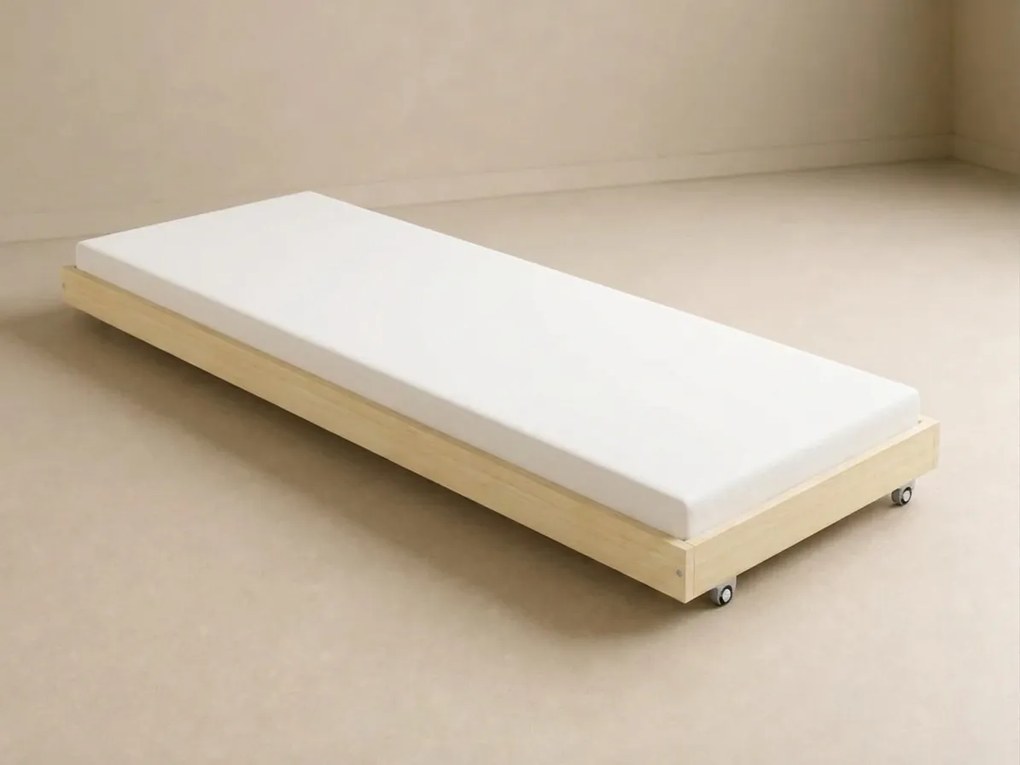 Benlemi Dřevěná výsuvná přistýlka SLEEP pod postel na kolečkách Zvolte barvu: Šalvějová zelená, Zvolte rozměr: 90x170 cm (pod postel 90x180 cm), Zvolte typ: Pro postel FENCE