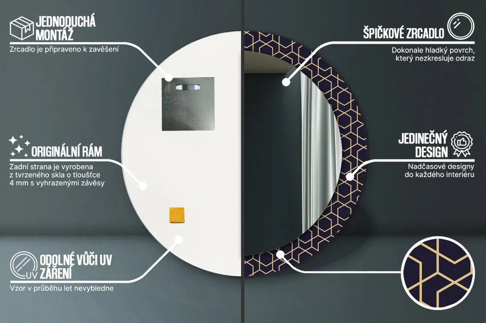 Kulaté dekorativní zrcadlo Abstraktní geometrická fi 80 cm