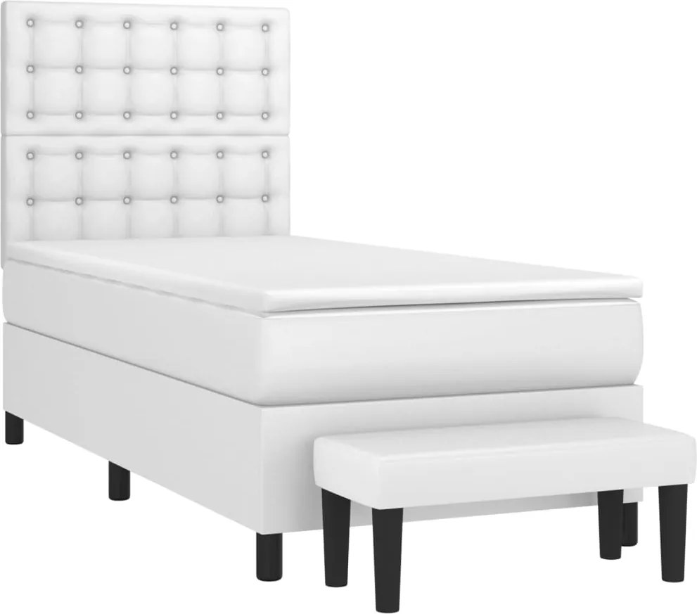 Box spring postel s matrací bílá 80 x 200 cm umělá kůže 3137630