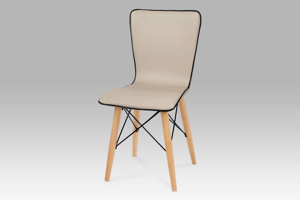 Jídelní židle dřevěná a potah ekokůže cappuccino B828 CAP1
