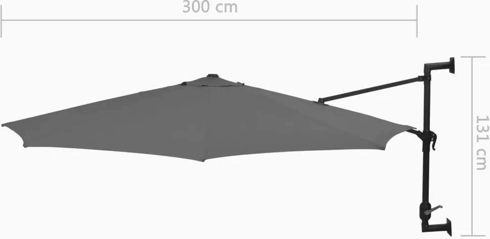 Nástěnný slunečník s kovovou tyčí - 300 cm | antracitový