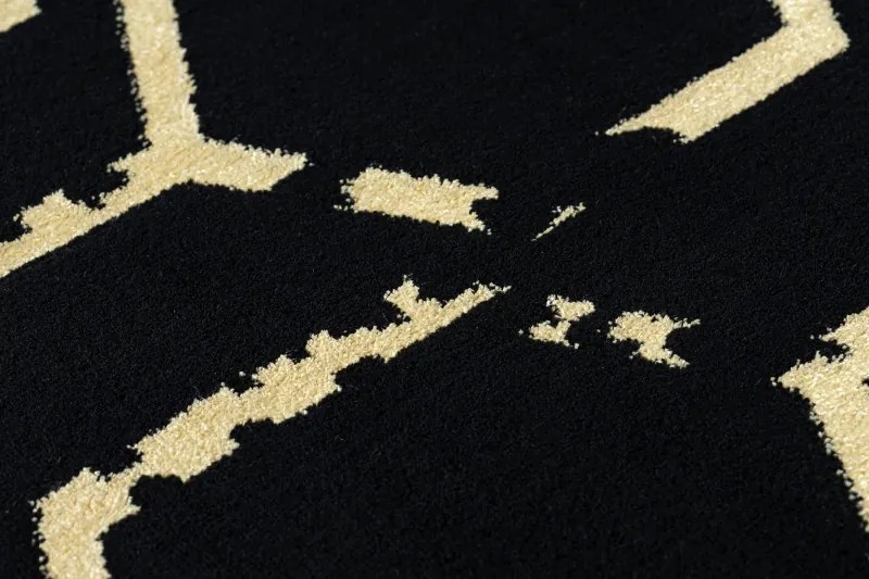 Dywany Łuszczów, Kusový koberec Gloss 407C 86 black/gold, 160x220, černá, chodba / předsíň