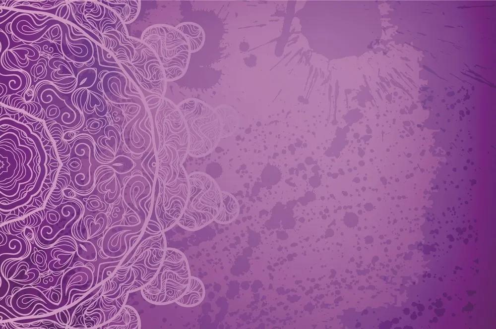 Samolepící tapeta fialová arabeska na abstraktním pozadí - 300x200 cm