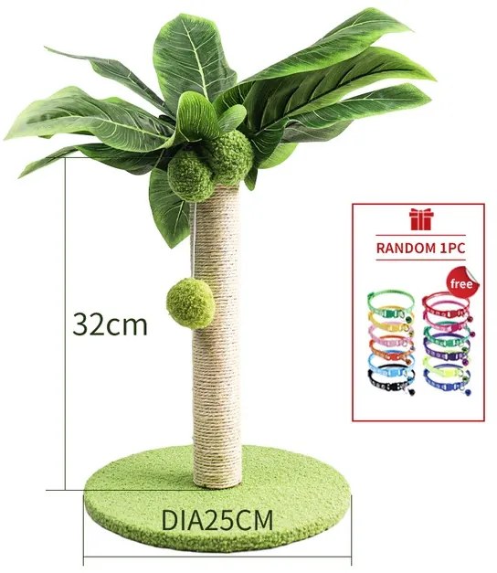 Vertikální škrabadlo pro kočky v designu "palma" Velikost: zelené S