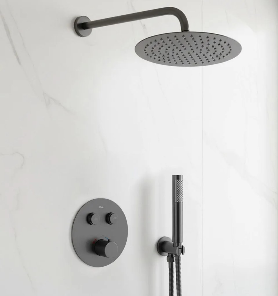 Sprchový komplet REA LUNGO + BOX s termostatickou podomítkovou baterií, titan