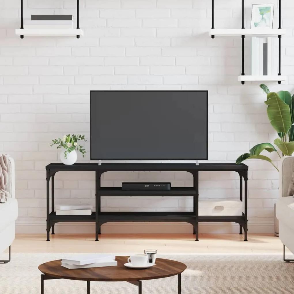 TV stolek černý 121 x 35 x 45 cm kompozitní dřevo a železo - Default Title