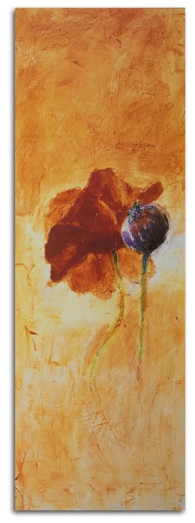 Obraz na plátně Červené vlčí máky Akrylová květina - 50x150 cm