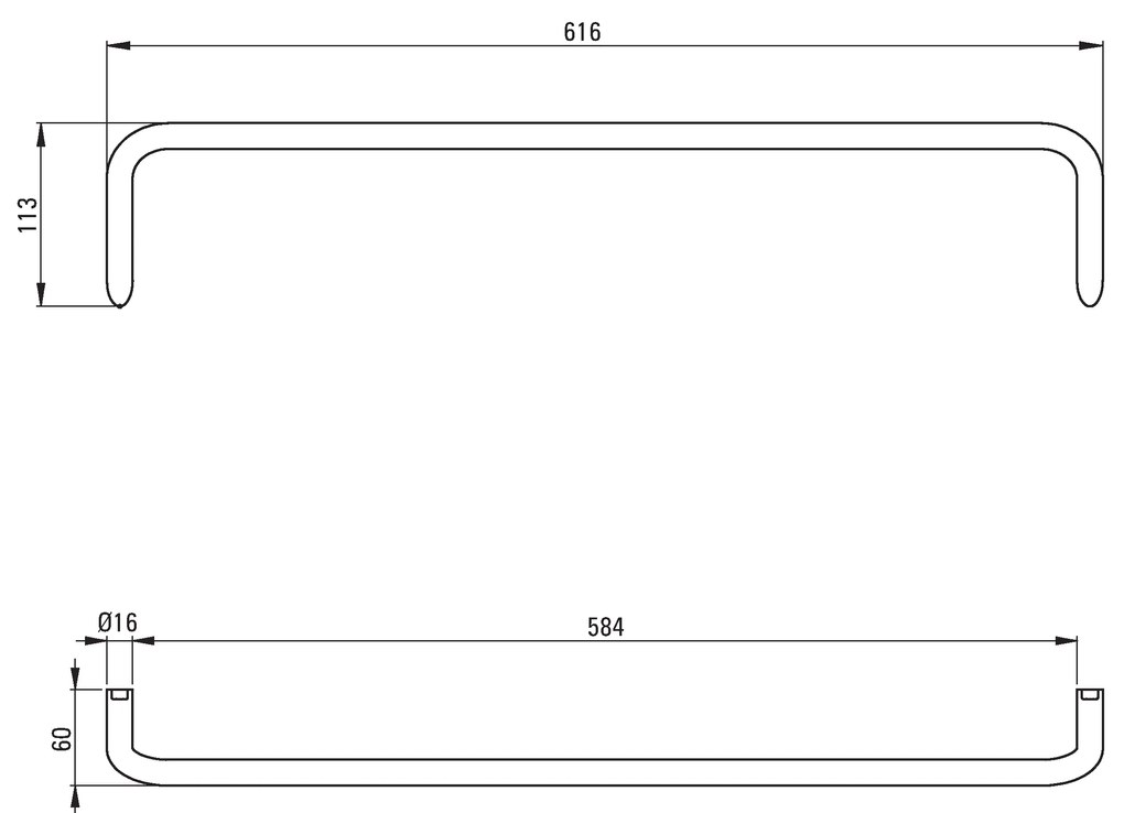 Deante Silia příslušenství, nástěnný držák na ručníky 615mm, černá matná, ADI_N621