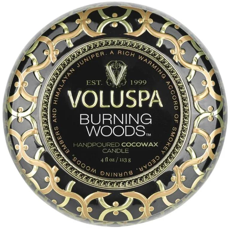 Voluspa – vonná svíčka Burning Woods (Hořící dřevo), 113 g