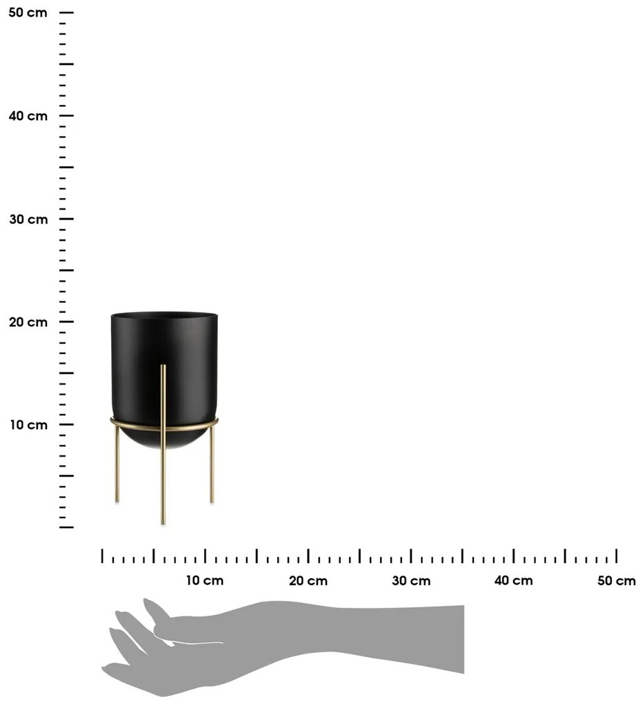 Květináč na stojanu LOFT 20 cm černý/zlatý
