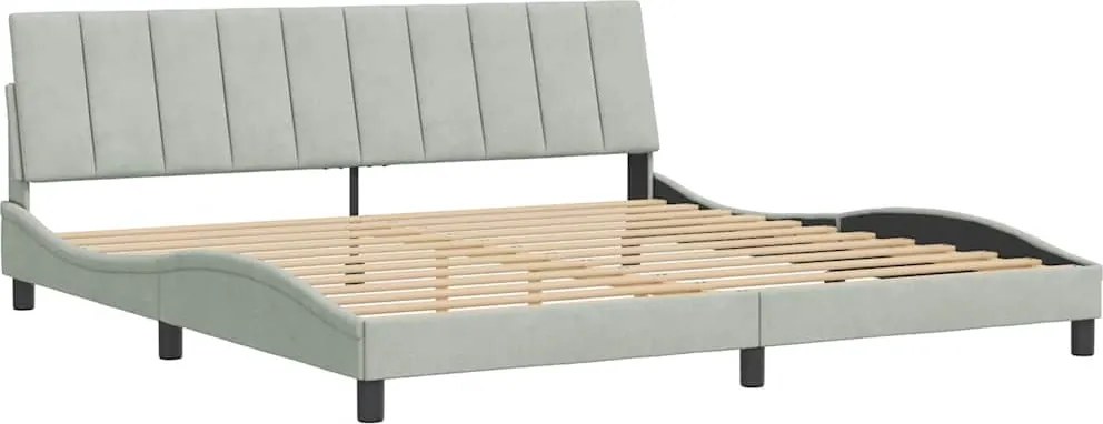 Rám postele bez matrace Hanko světle šedý 200 x 200 cm samet 3207867