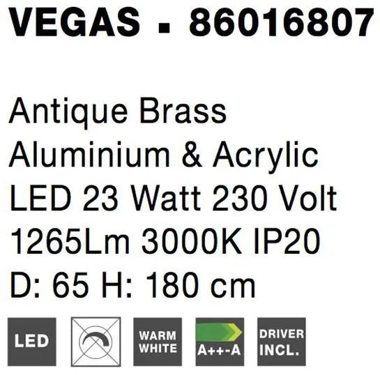 Nova Luce Závěsné LED svítidlo VEGAS antický mosazný hliník a akryl 23W 3000K