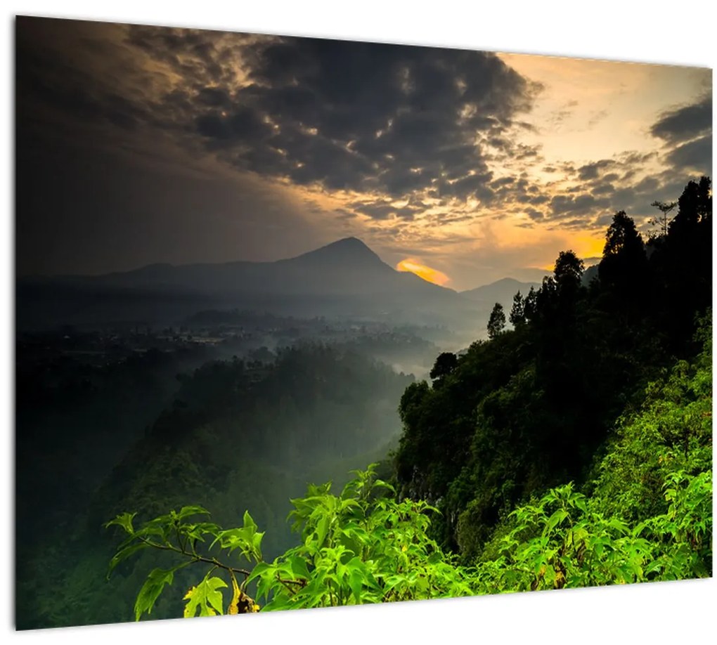Skleněný obraz - zelená horská krajina (70x50 cm)