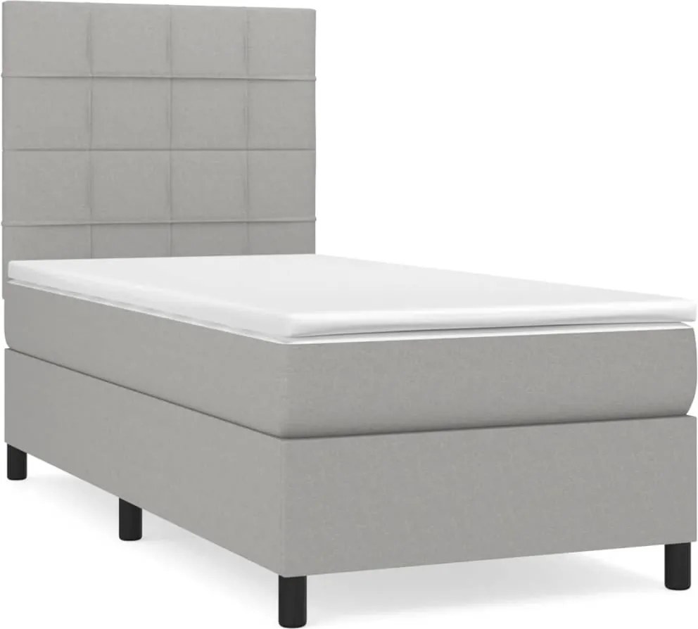 Box spring postel s matrací světle šedý 100 x 200 cm textil 3141753