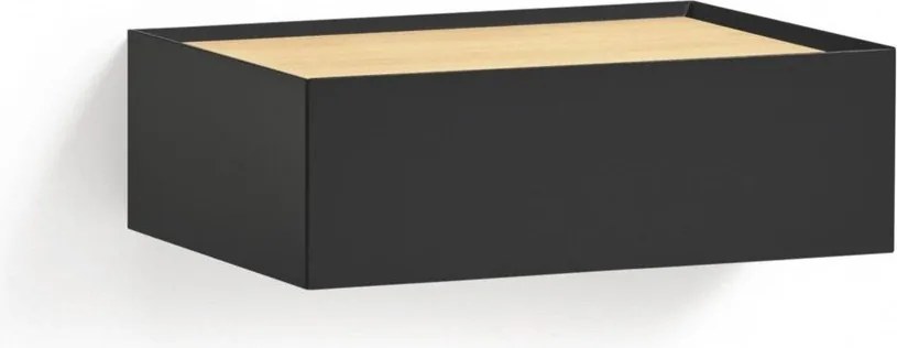 Černý závěsný noční stolek s deskou v dubovém dekoru Arista – Teulat