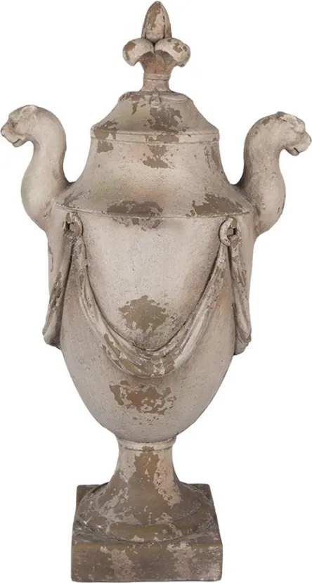 Béžová antik dekorace s ornamentem lilie Fleur-de-lis - 35*25*65 cm