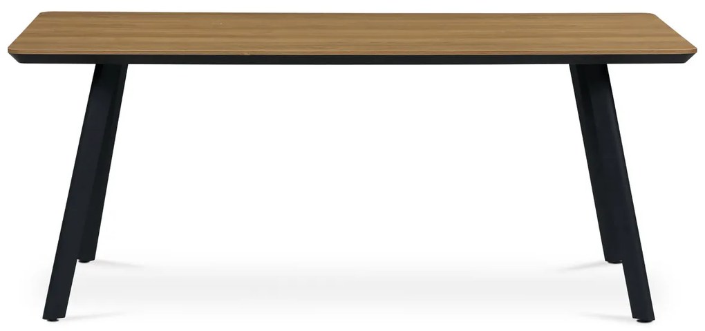 Jídelní stůl HT-533 OAK 180x90 cm, MDF deska, dýha dub, kov černý lak mat