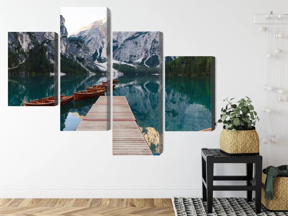 Vícedílný obraz Jezero Braies V Itálii Nedostatek Nedostatek Plátno Canvas 120x75